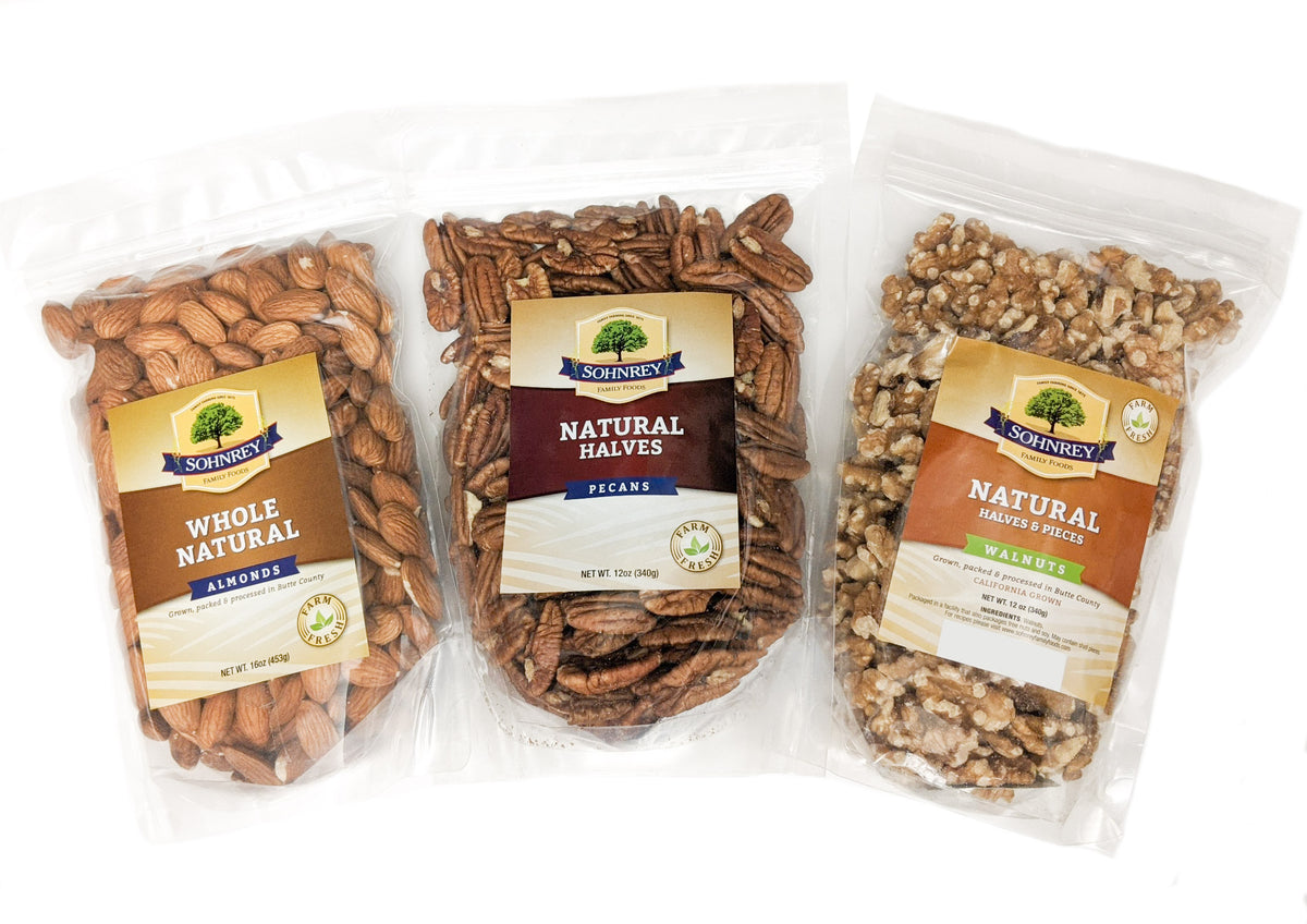 Raw Almonds, Walnuts and Pecans Bundle | Sohnrey Family Foods| Sohnrey ...