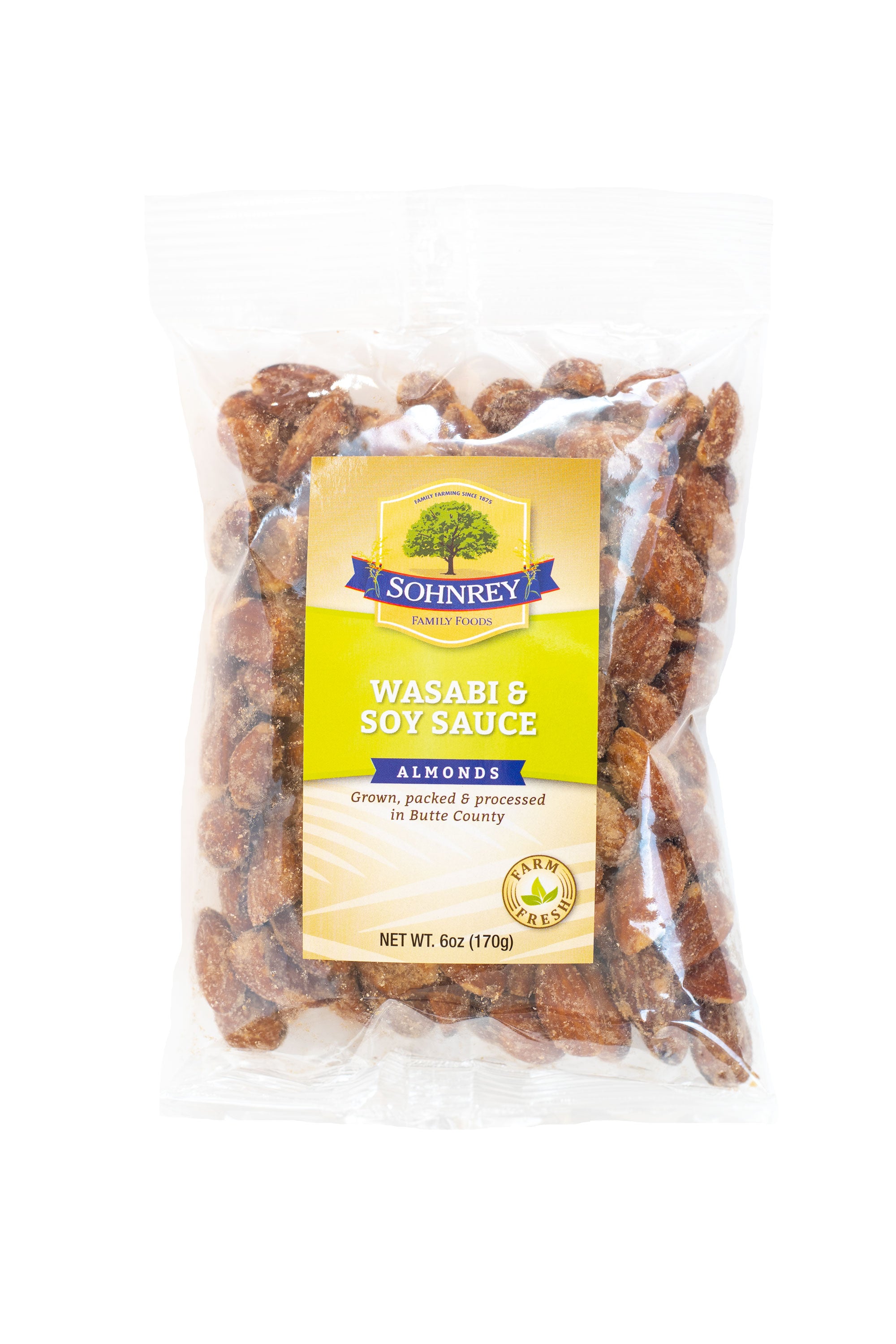Spicy Wasabi and Soy Sauce Flavored Almonds | Sohnrey Family Foods ...